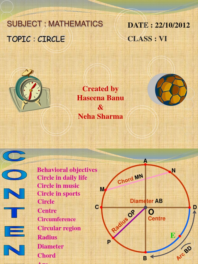 Maths PPT Circles | PDF | Circle | Radius
