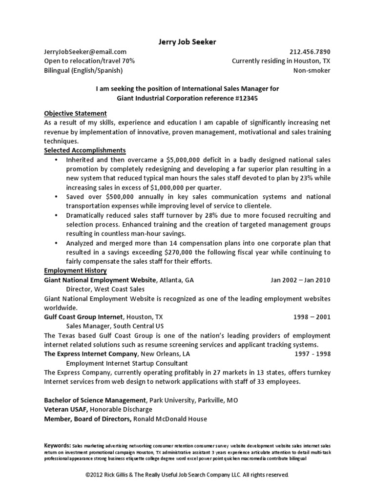 Short Form Resume | PDF | Sales | Résumé