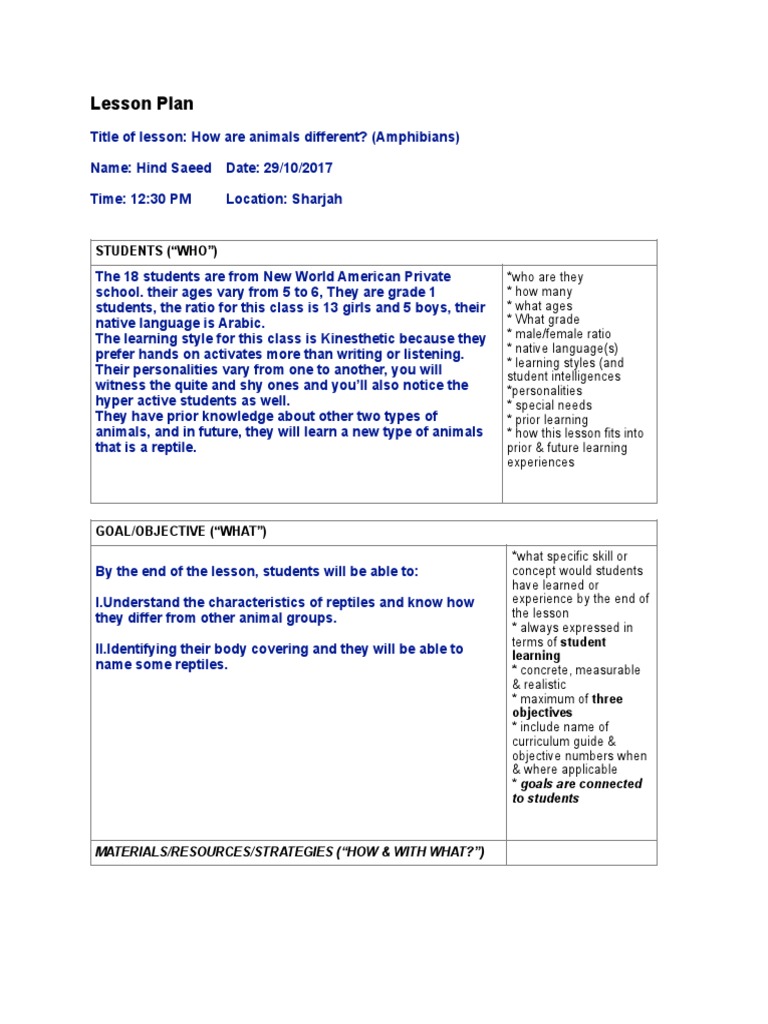 Lesson Plan 3 | PDF | Lesson Plan | Learning Styles