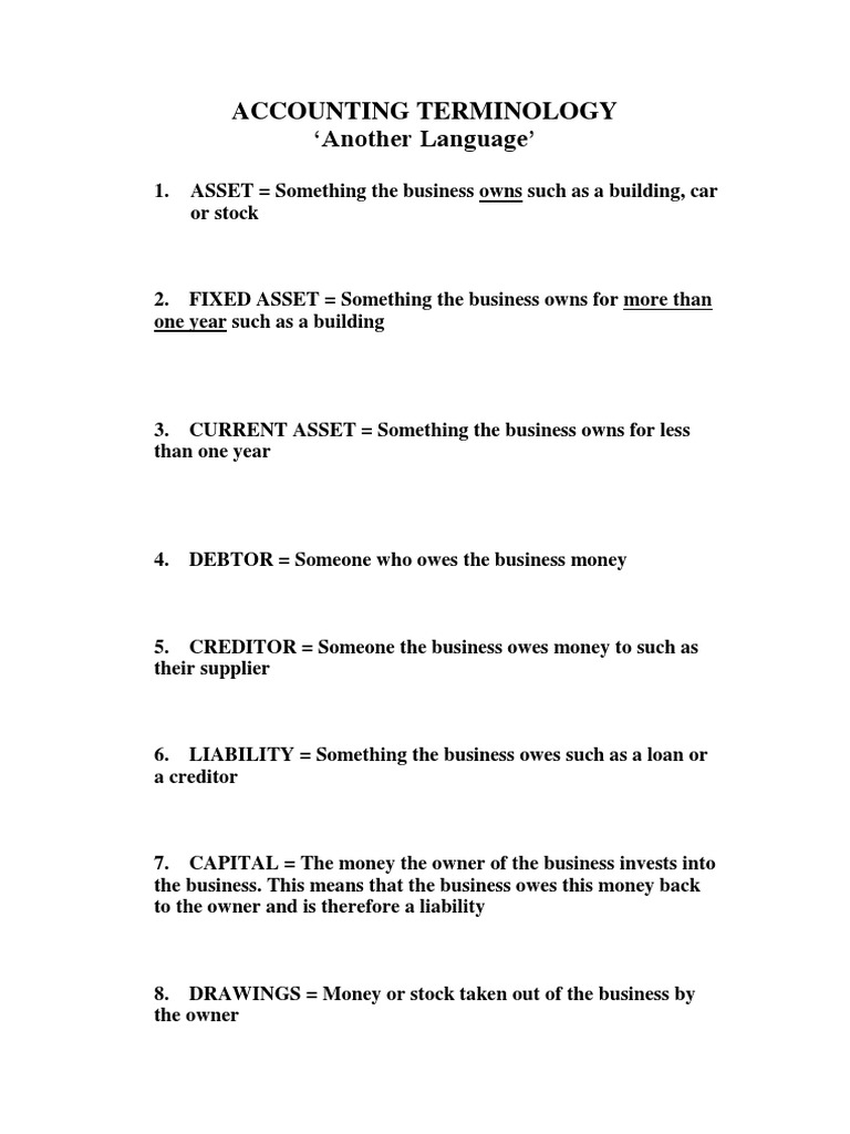 Accounting Terminology Another Language' | PDF