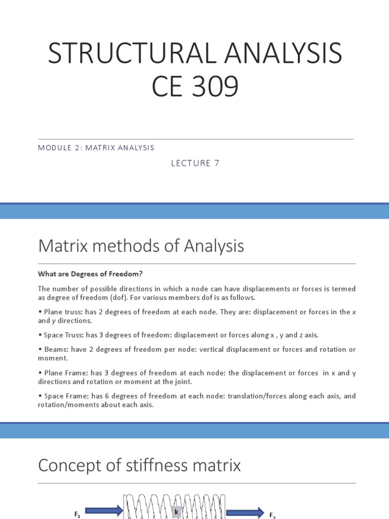 Structural Analysis CE 309 | PDF | Stiffness | Motion (Physics)