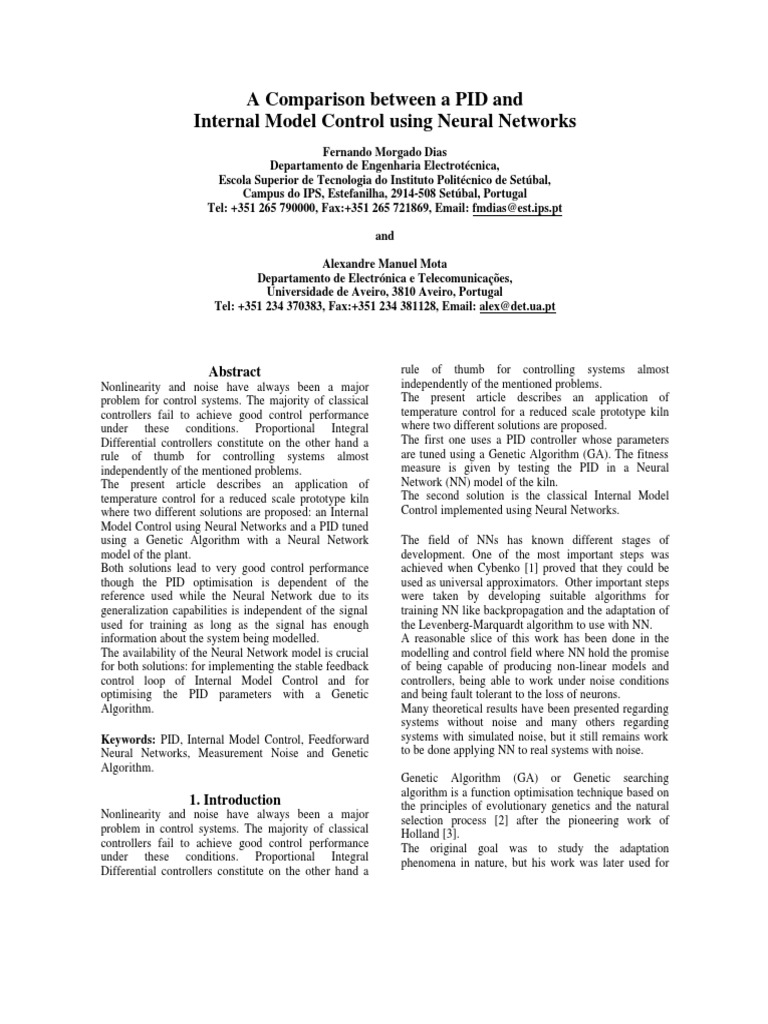 A Comparison Between A PID and Internal Model Control Using Neural Networks PDF | PDF | Control ...