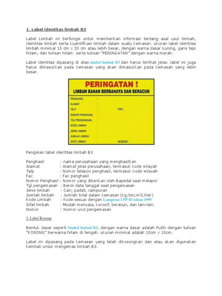 Label Limbah b3 | PDF