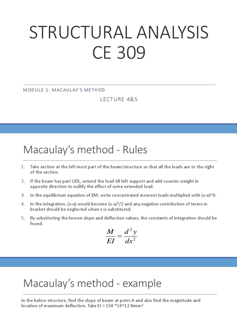 Macaulay's Method Slides | PDF | Applied Mathematics | Civil Engineering