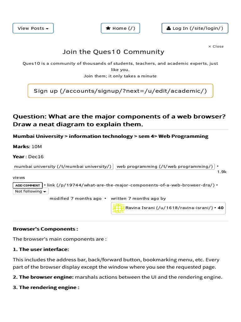 What Are The Major Components of A Web Browser - Draw A Neat Diagram To ...