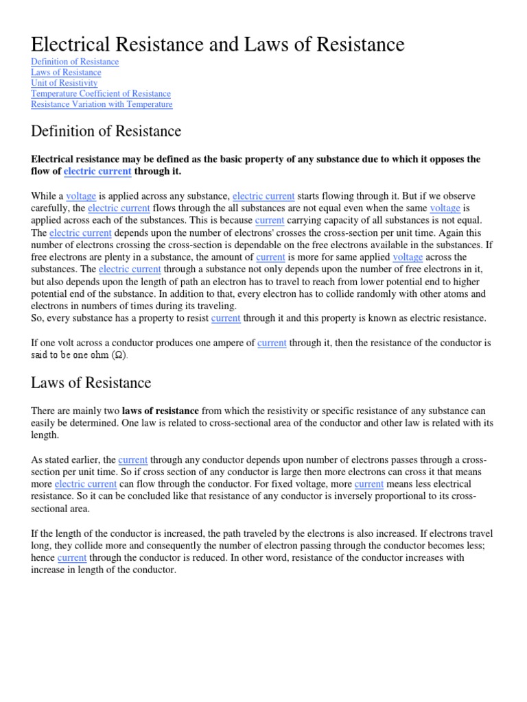 Understanding Laws of Electrical Resistance | PDF | Electrical ...
