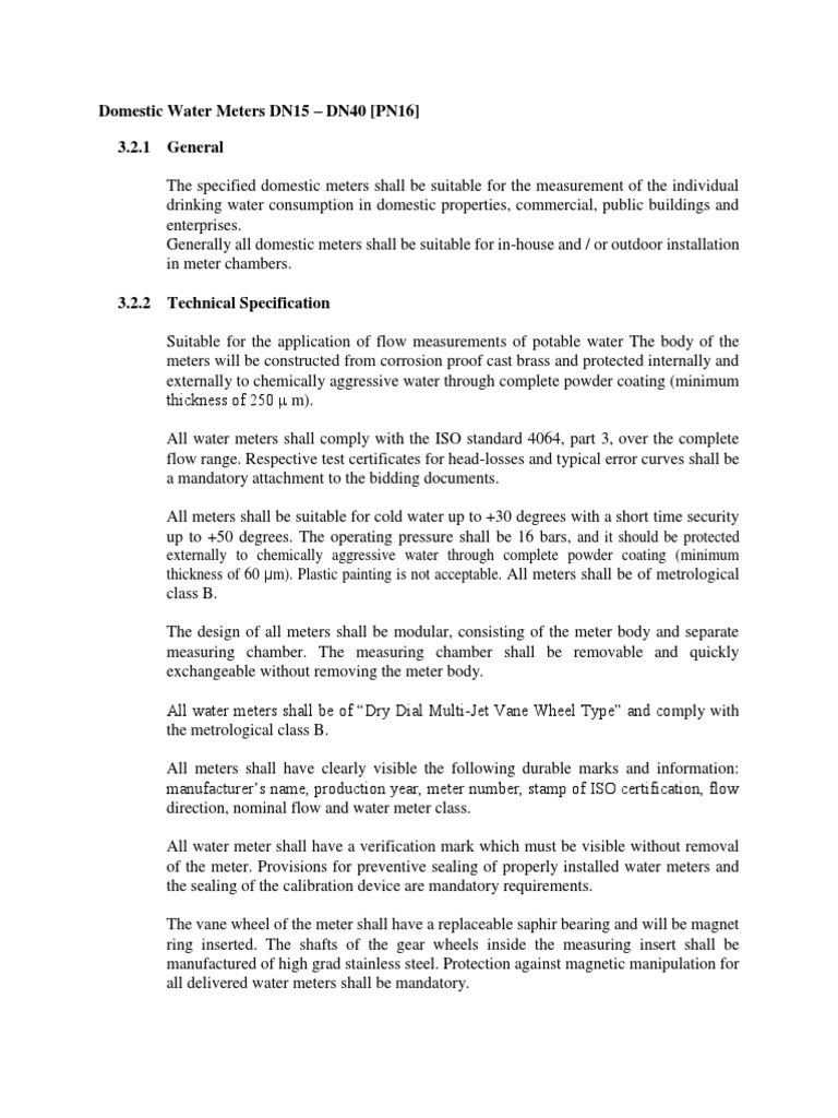 Water Meters | PDF | Calibration | Specification (Technical Standard)