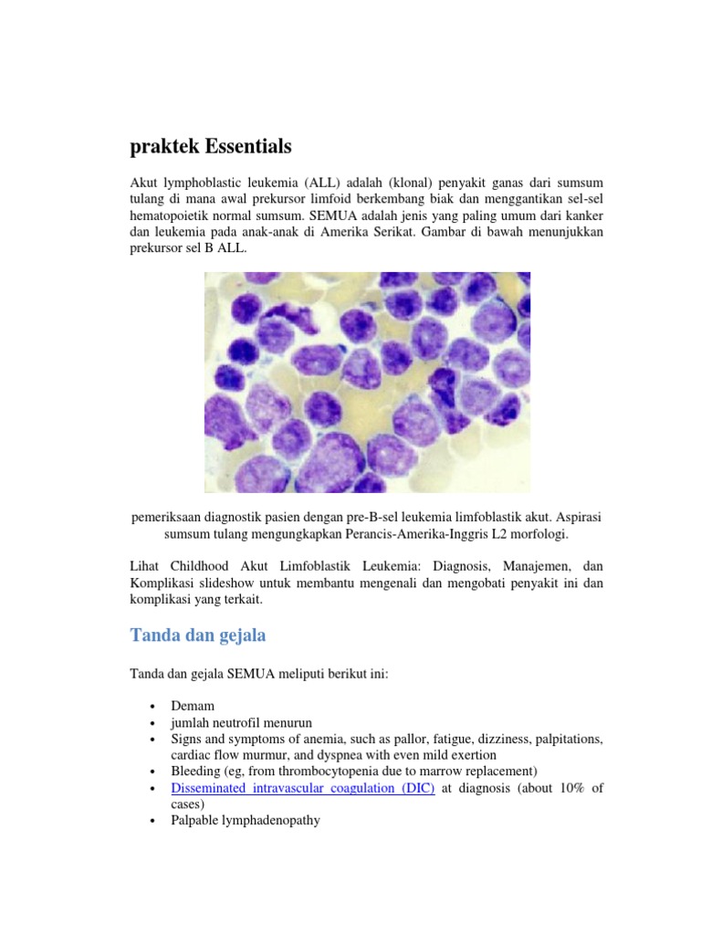 Praktek Essentials: Tanda Dan Gejala | PDF | Leukemia | Cancer