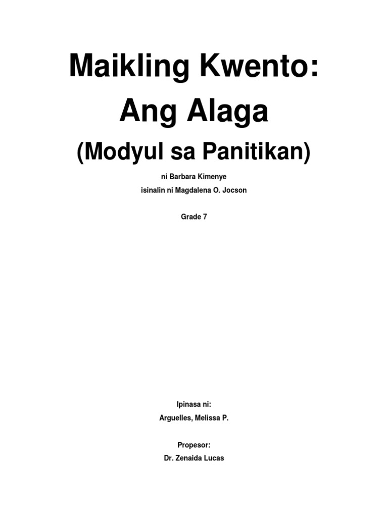 Modyul Sa Filipino Maikling Kwento: Ang Alaga Ni Barbara Kimenye | PDF