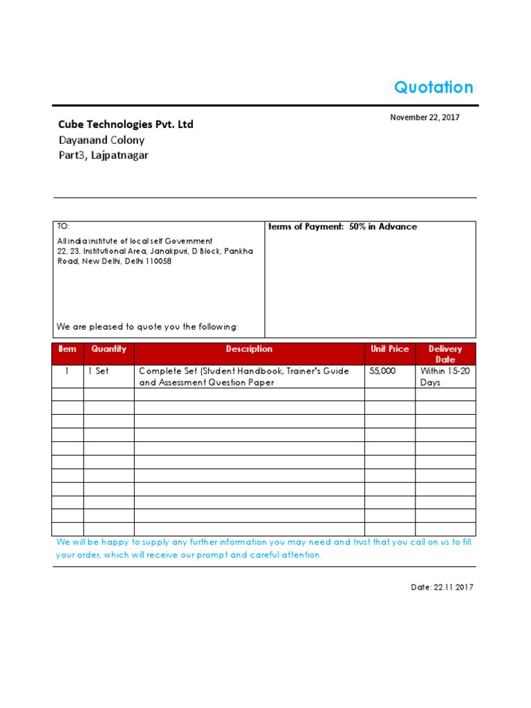 Cube Technologies Quotation | PDF | Business