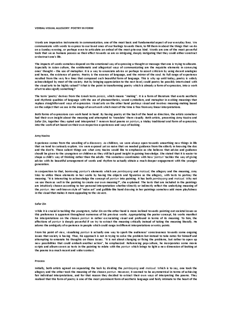 Verbal Visual Allegory | PDF | Poetry | Allegory