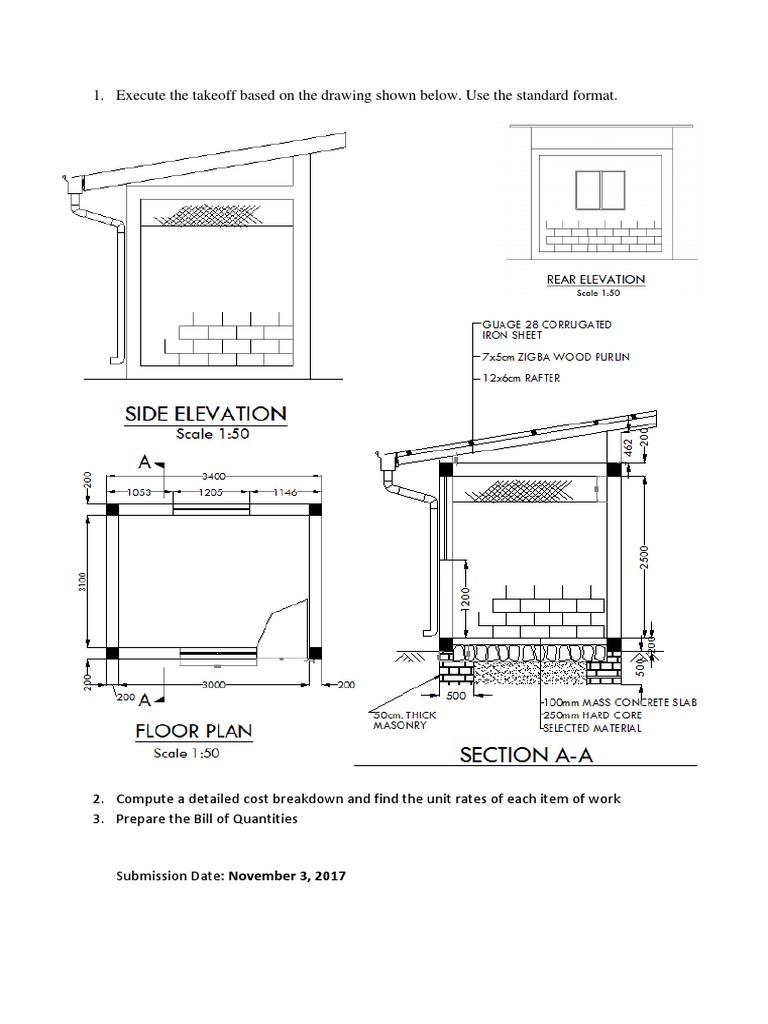 Execute The Takeoff Based On The Drawing Shown Below. Use The Standard ...