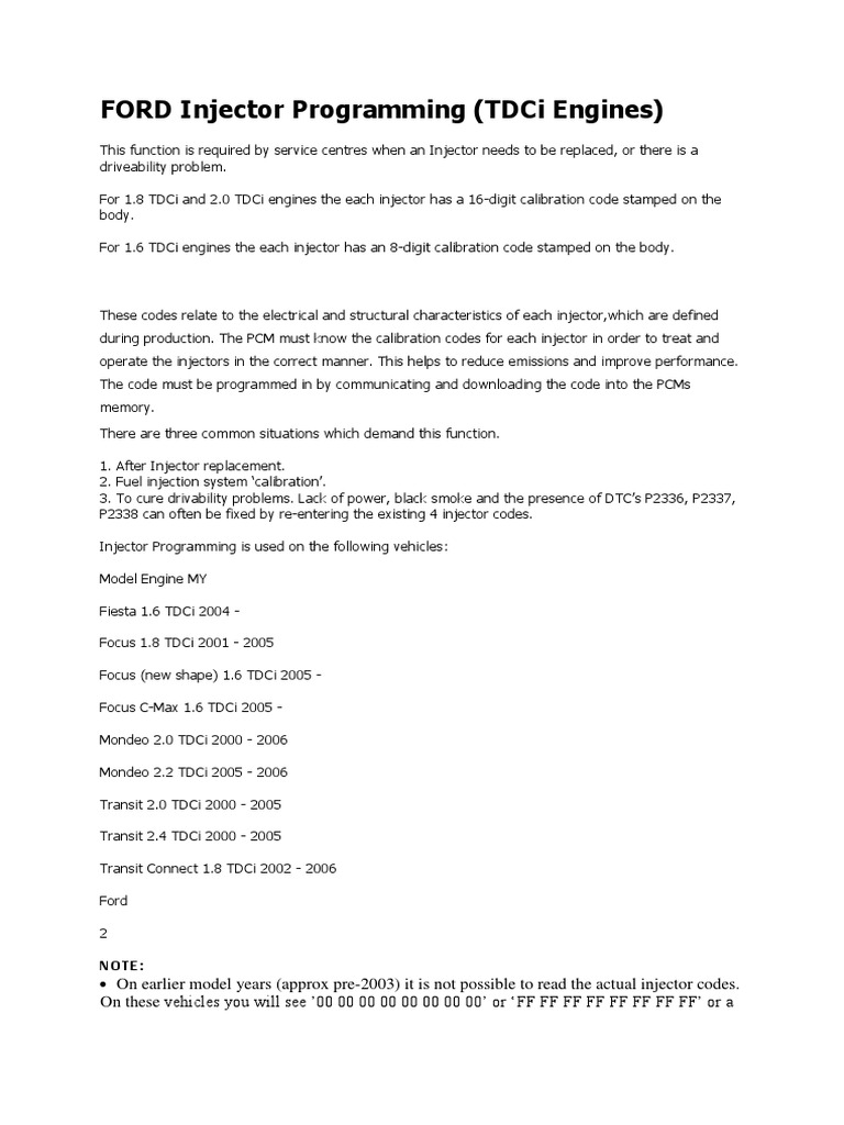 Ford Injector Programming Guide | PDF | Fuel Injection | Brake
