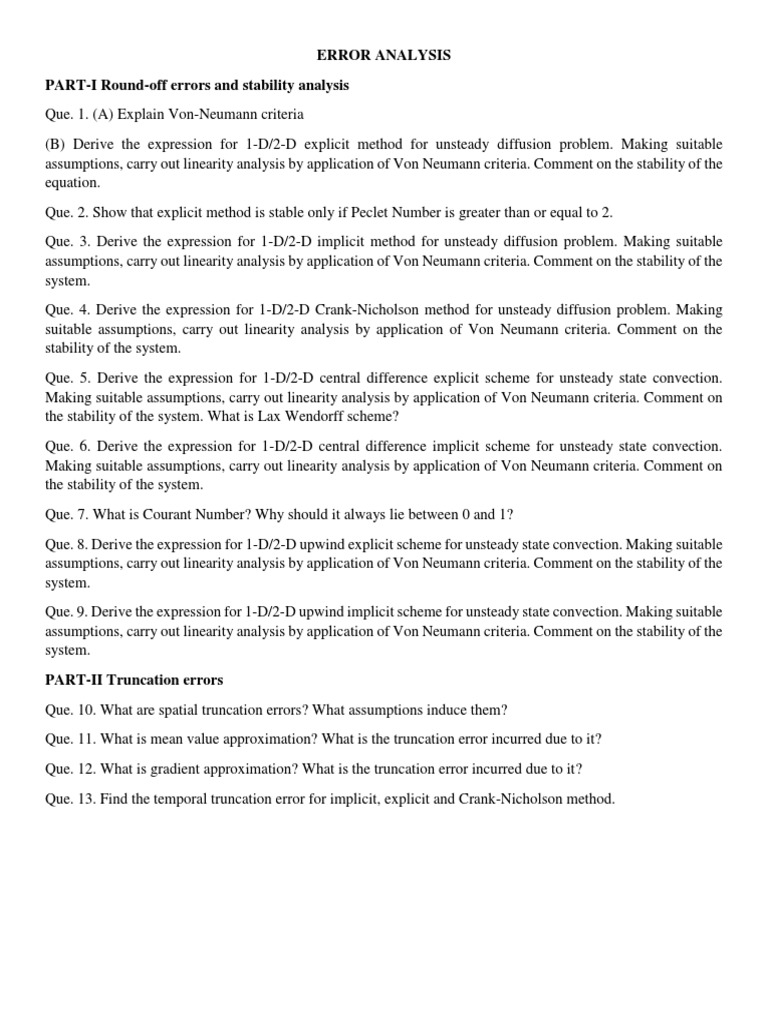 Error Analysis PART-I Round-Off Errors and Stability Analysis | PDF ...