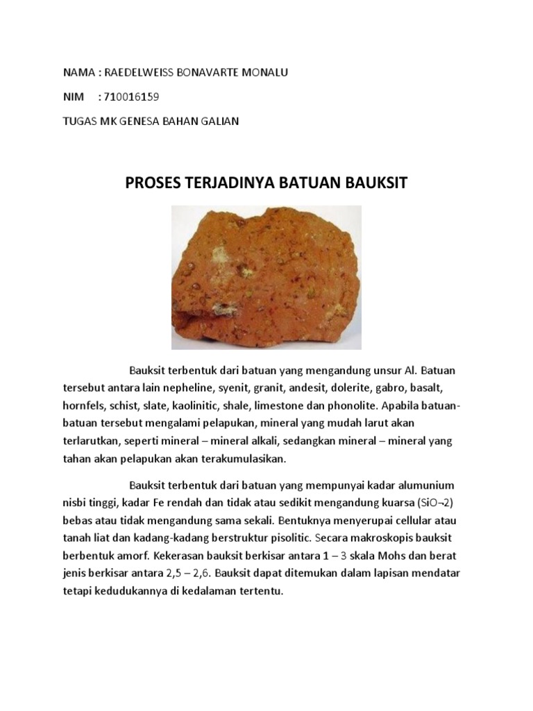 Proses Terjadinya Batuan Bauksit