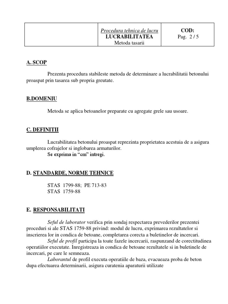 Proceduri Tehnice de Lucru PDF | PDF