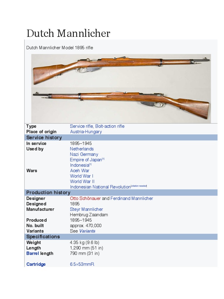 Dutch Mannlicher | PDF | Rifle | Firearms