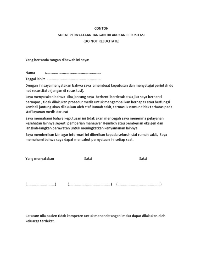 Contoh Format Penolakan Dan Perintah DNR | PDF