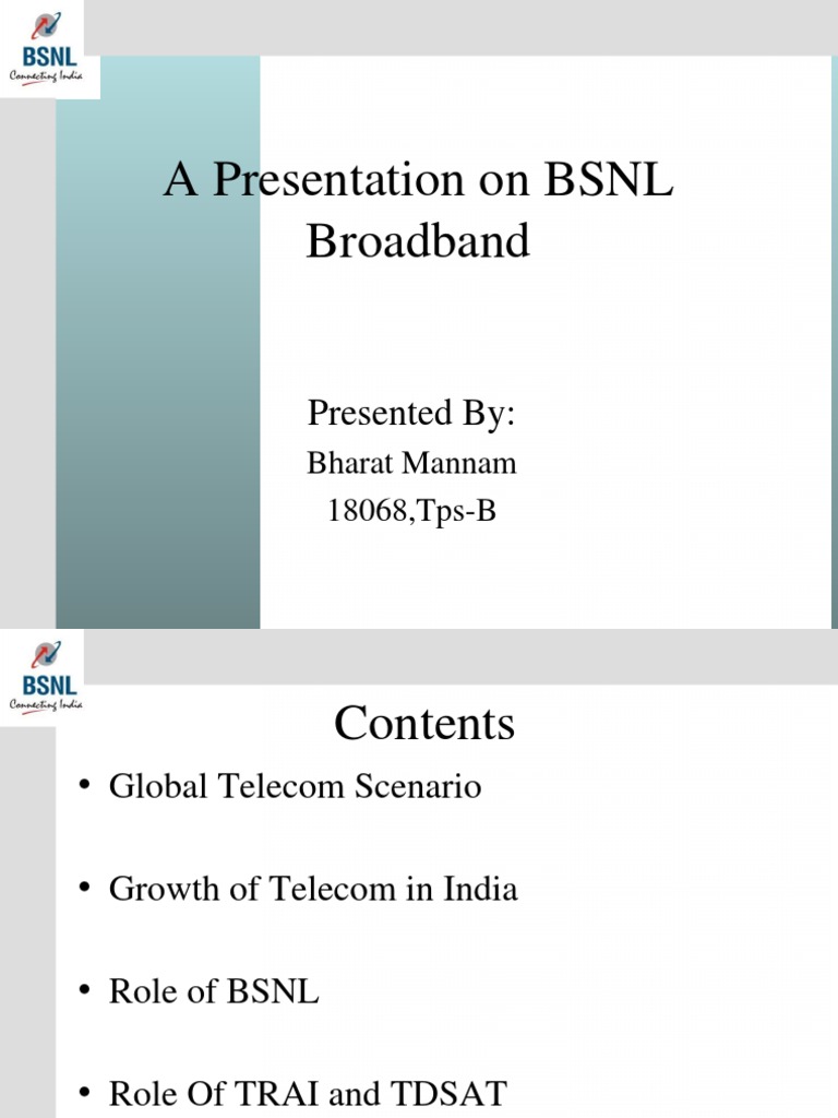 BSNL Presentation | PDF | Internet Access | Digital Technology