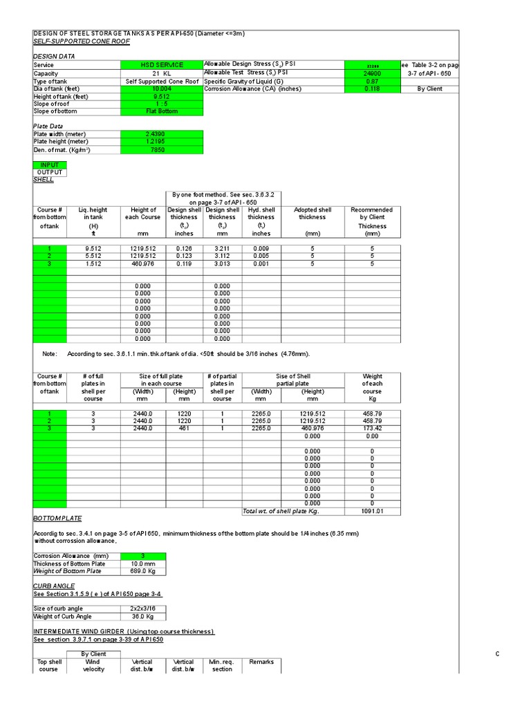 API 650 Tank Design 5 | PDF | Column | Foot (Unit)