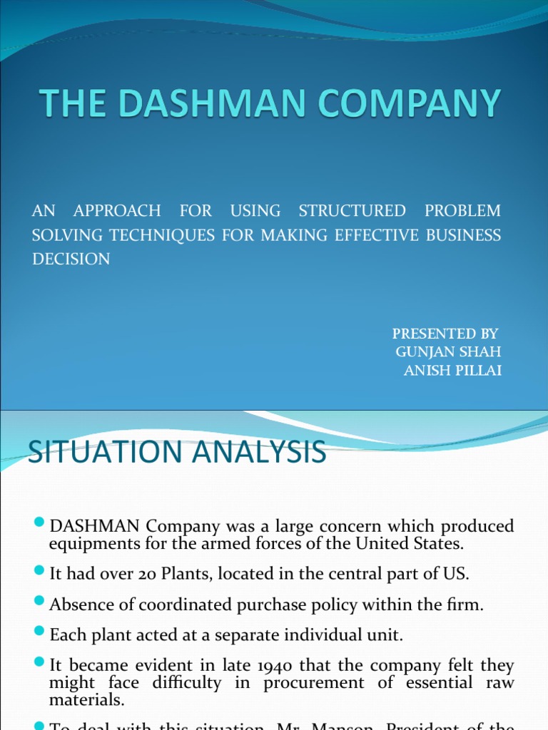 Dashman Company Purchase Strategy | PDF | Analysis | Decision Making