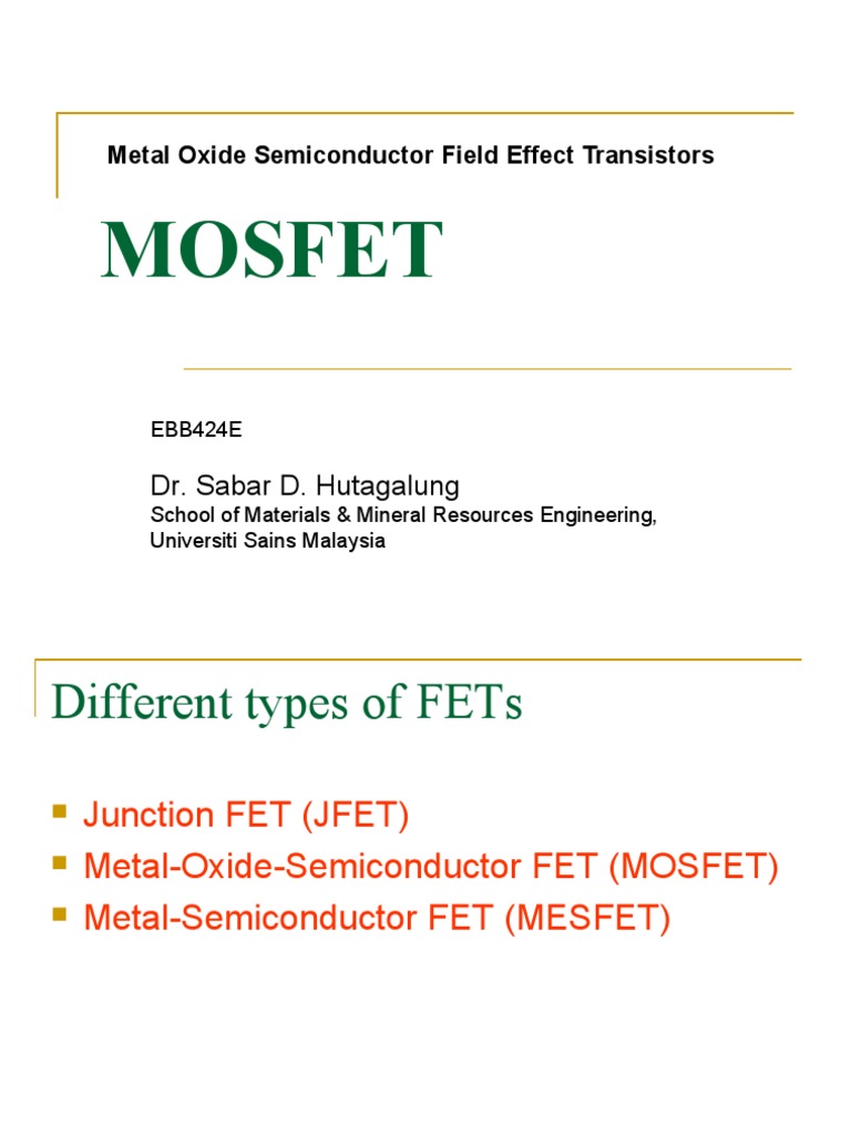 Understanding MOSFET Technology | PDF | Field Effect Transistor | Mosfet