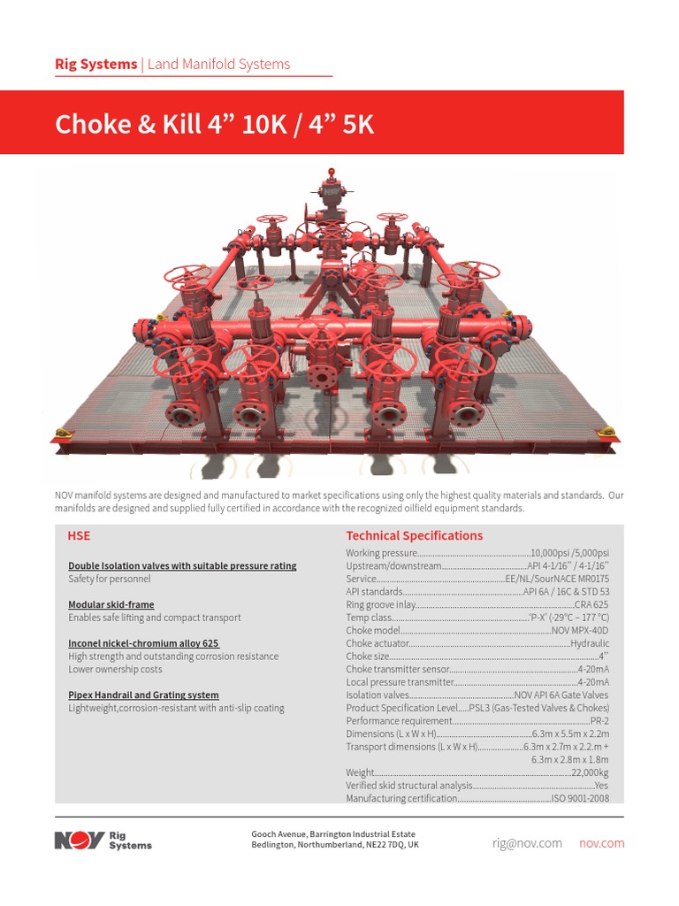 Choke and Kill 4 Inch 10K 4 Inch 5K of NOV | PDF | Valve | Mechanical ...