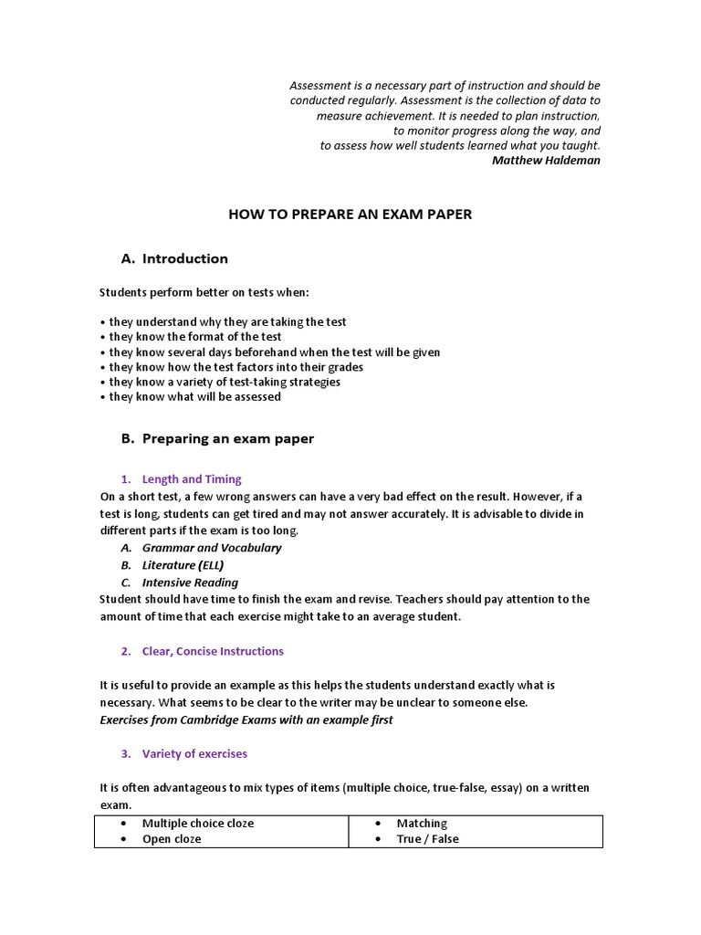 How To Prepare A Good Exam | PDF | Multiple Choice | Test (Assessment)