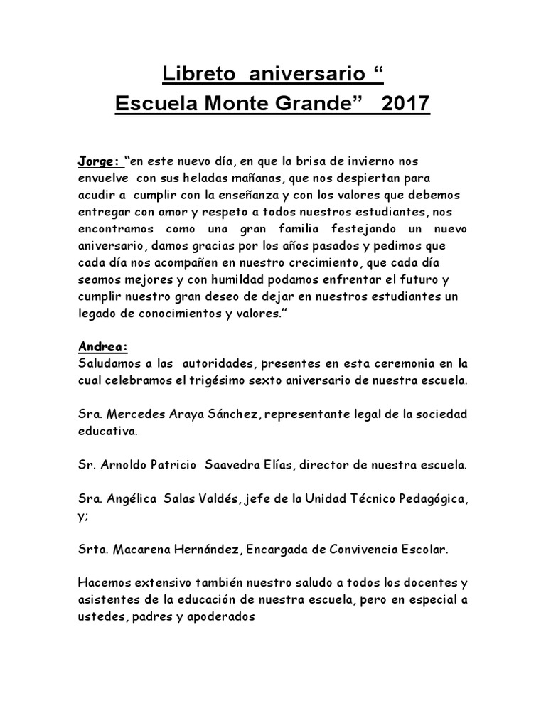 Libreto Aniversario | PDF