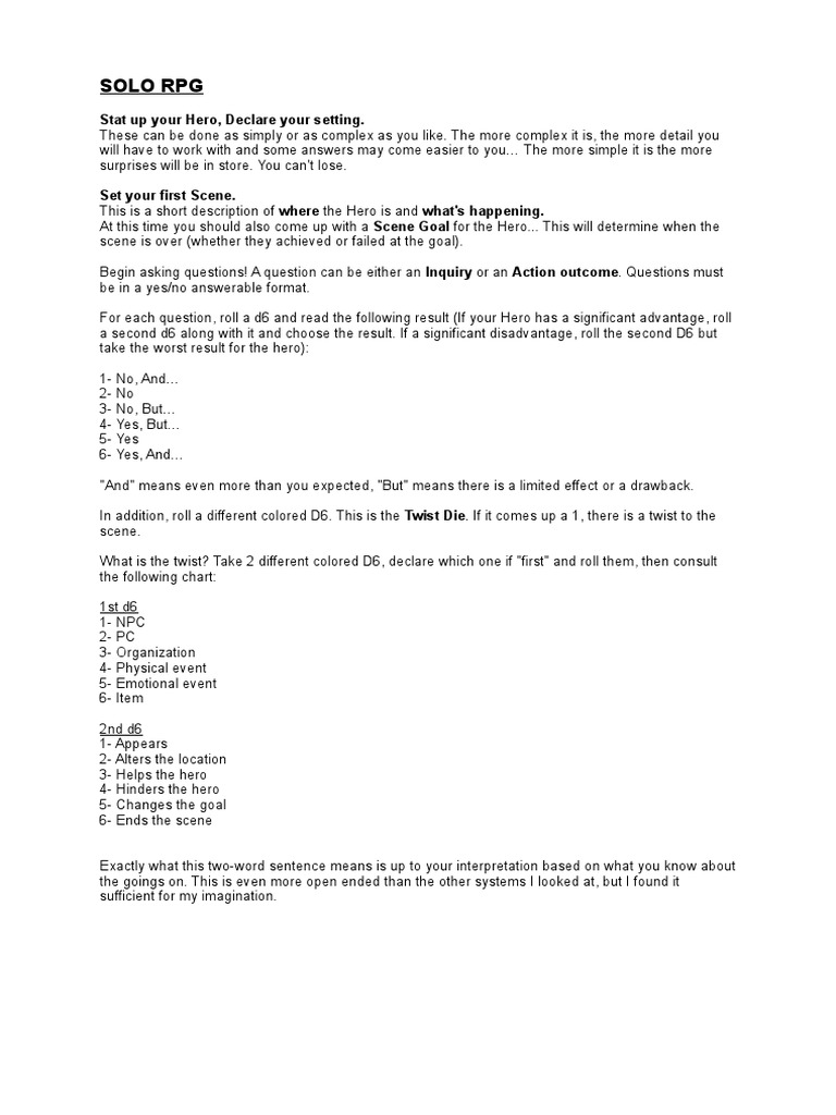 Solo RPG | PDF | Leisure