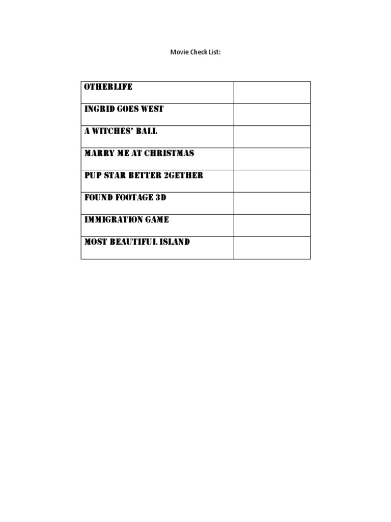 Movie Check List | PDF