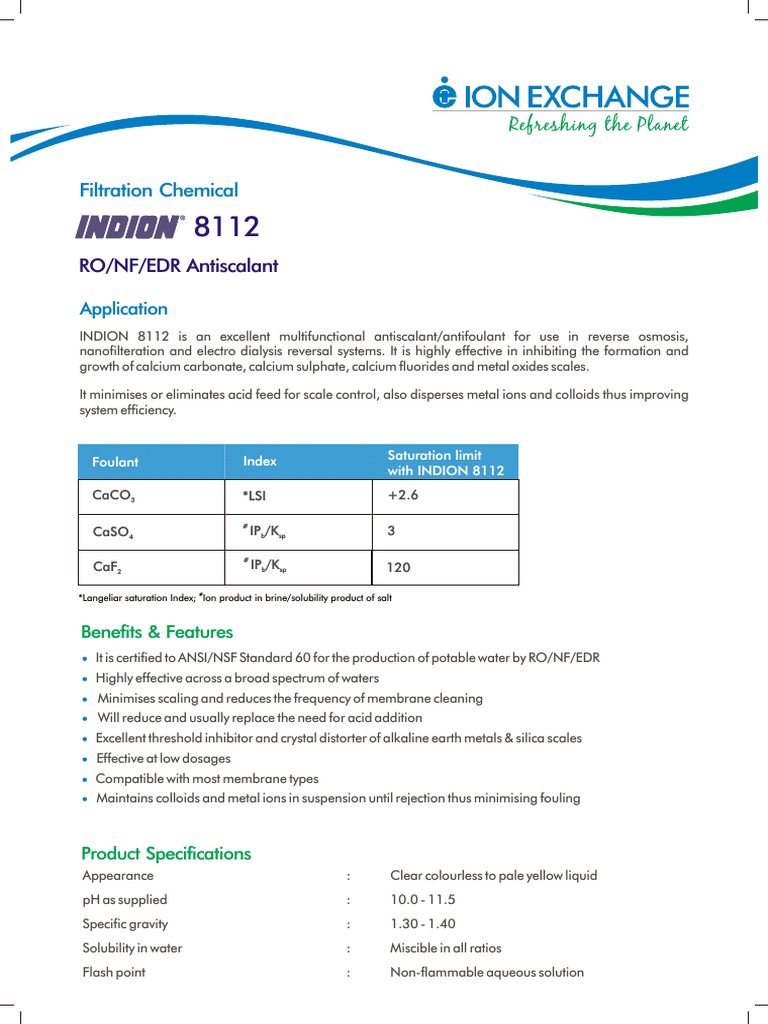 Indion 8112 | PDF | Membrane | Solution