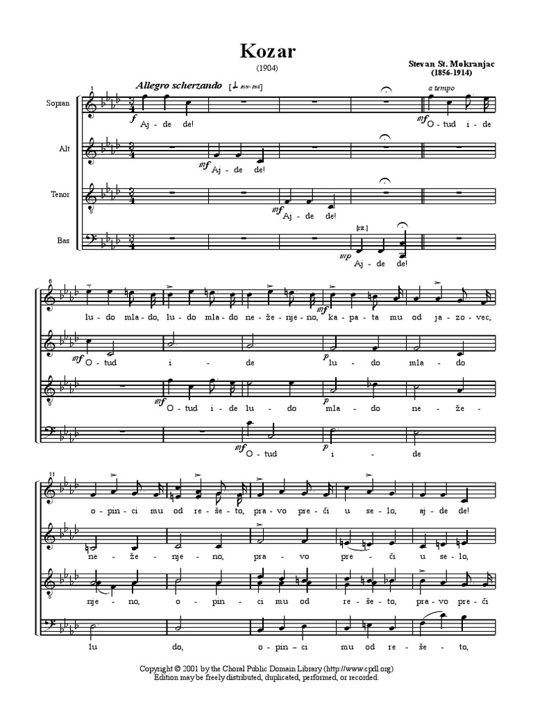 IMSLP352435 PMLP569227 Mokranjac - Kozar PDF | PDF