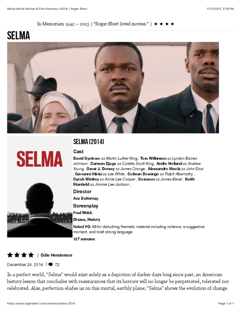 Selma Movie Review & Film Summary (2014) - Roger Ebert | PDF | Leisure