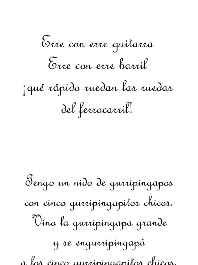 Trabalenguas Con RR | PDF