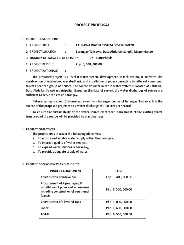 Project Proposal | PDF | Water Supply Network | Water Supply