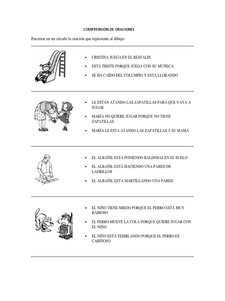 Comprensión de Oraciones Arreglado | PDF