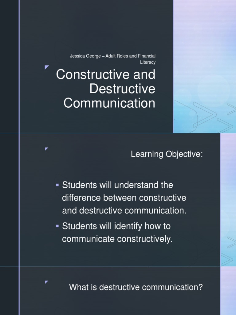 Constructive vs Destructive Communication | PDF | Anger | Self Esteem