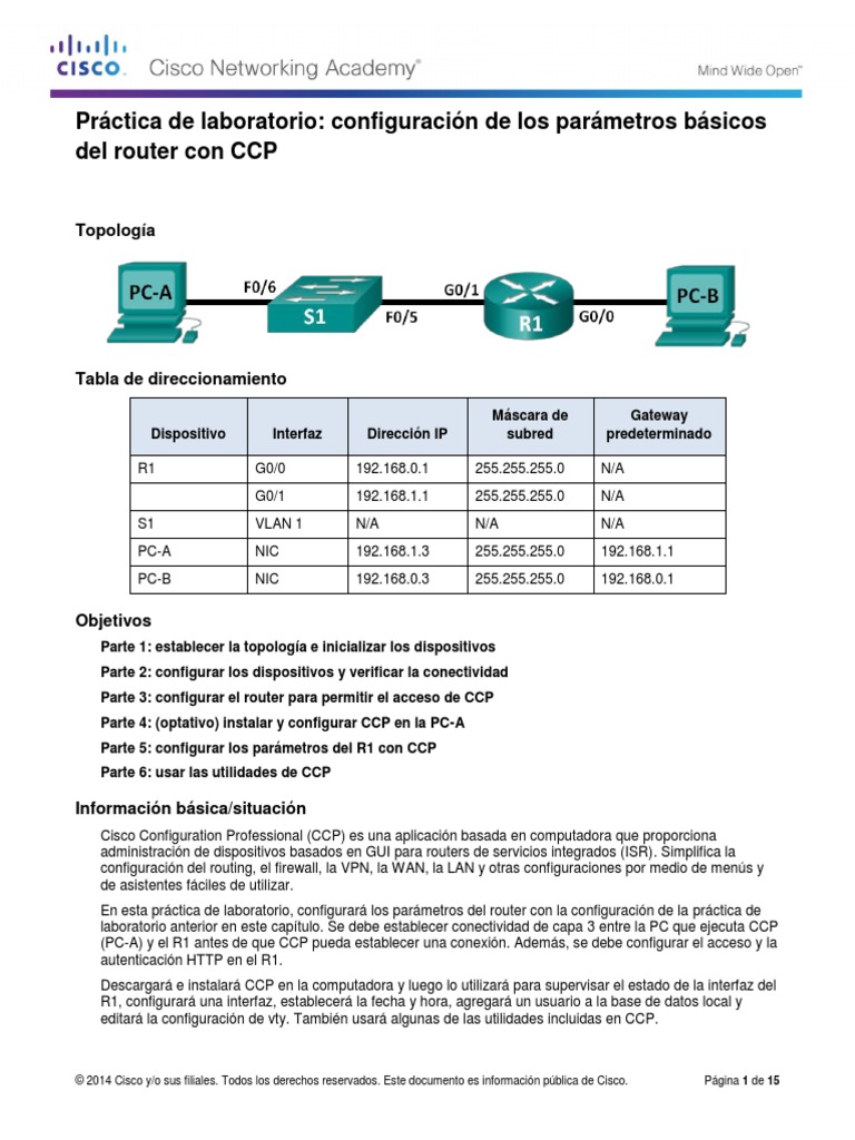 4.1.4.7 Lab - Configuring Basic Router Settings With CCP | PDF ...