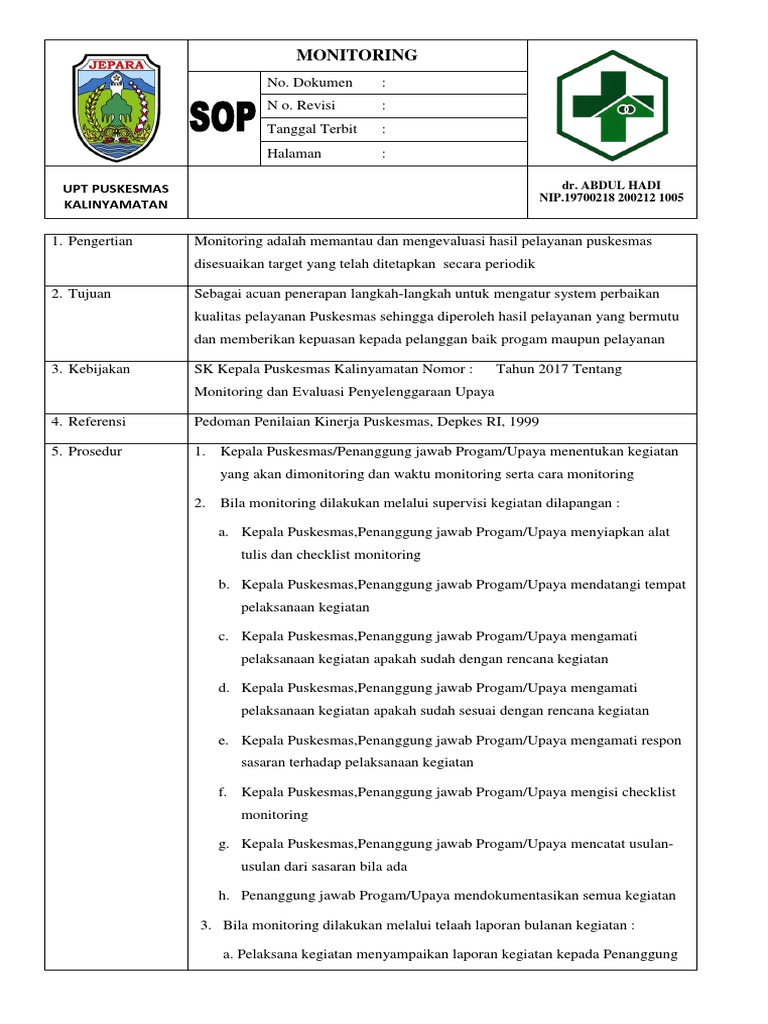 1.1.5 SOP Monitoring | PDF