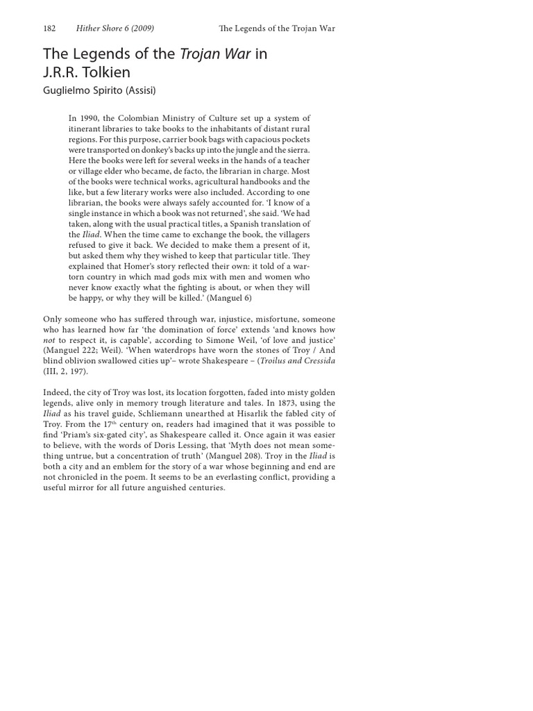 Legends of the Trojan War in Tolkien | PDF | Iliad | Homer