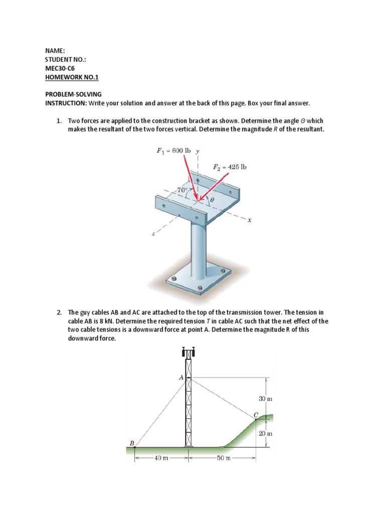 MEC30-C6 Homework No.1 Problem-Solving INSTRUCTION: Write Your Solution and Answer at The Back ...