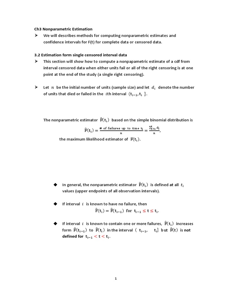 Ch3 Nonparametric Estimation講義 學生 Pdf Confidence Interval