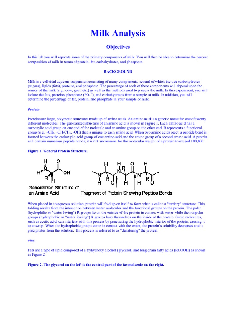 Milk Analysis | PDF | Carbohydrates | Amino Acid