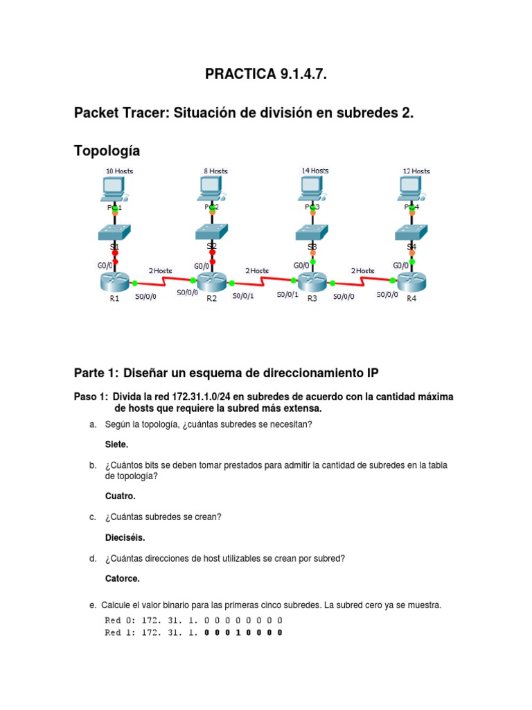 9.1.4.7 Situación de División en Subredes 2. | PDF | Dirección IP | Redes