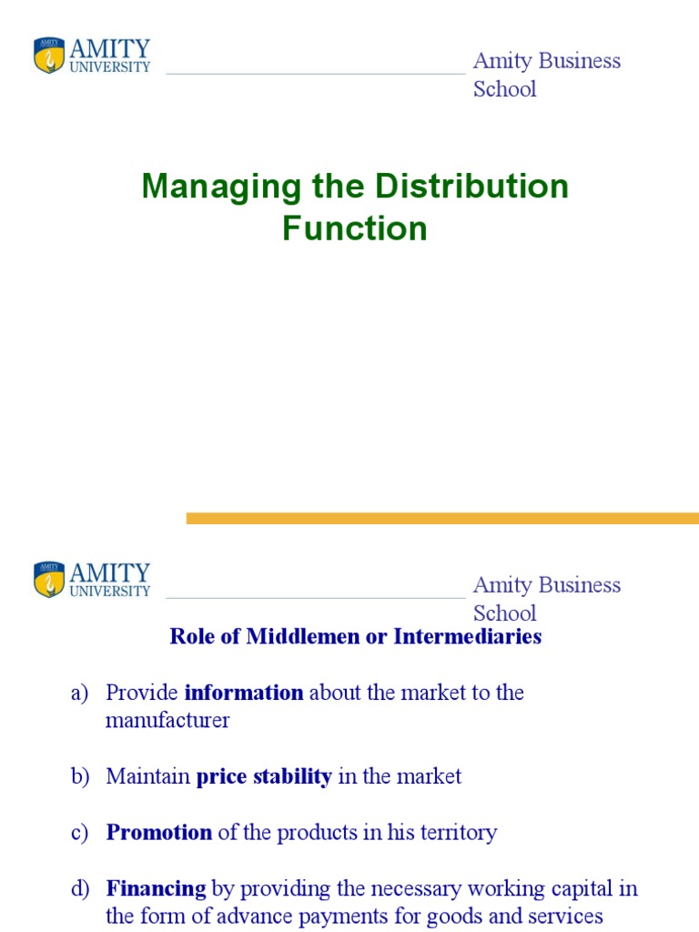 Managing Distribution Functions | PDF | Retail | Distribution (Business)