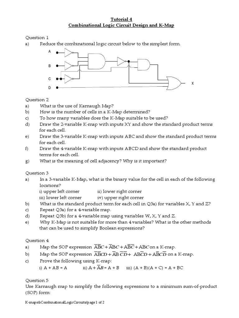 Tutorial 4 Combinational Logic Circuit Design and K-Map: C C C C D C D ...