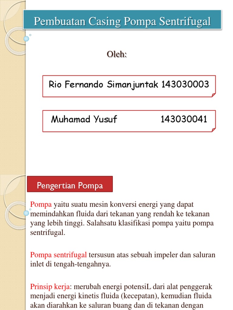 Pembuatan Casing Pompa Sentrifugal | PDF