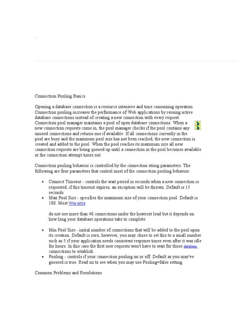 Connection Pooling Basics | PDF | Microsoft Sql Server | Sql