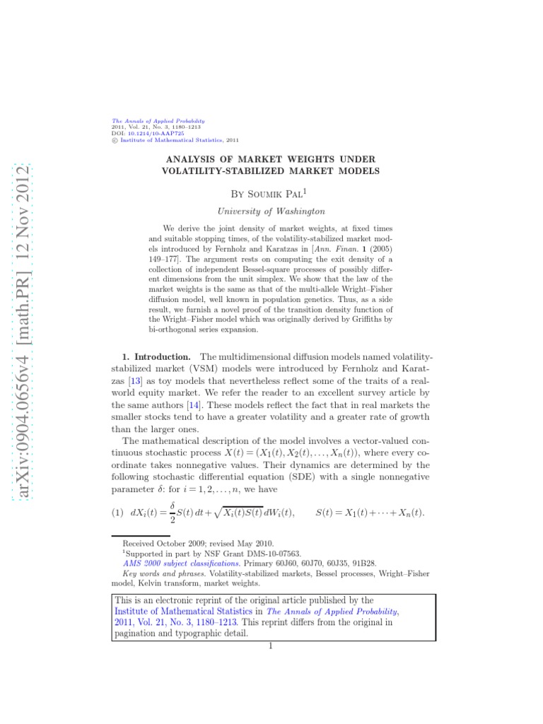 The Annals of Applied Probability 10.1214/10-AAP725 Institute of ...